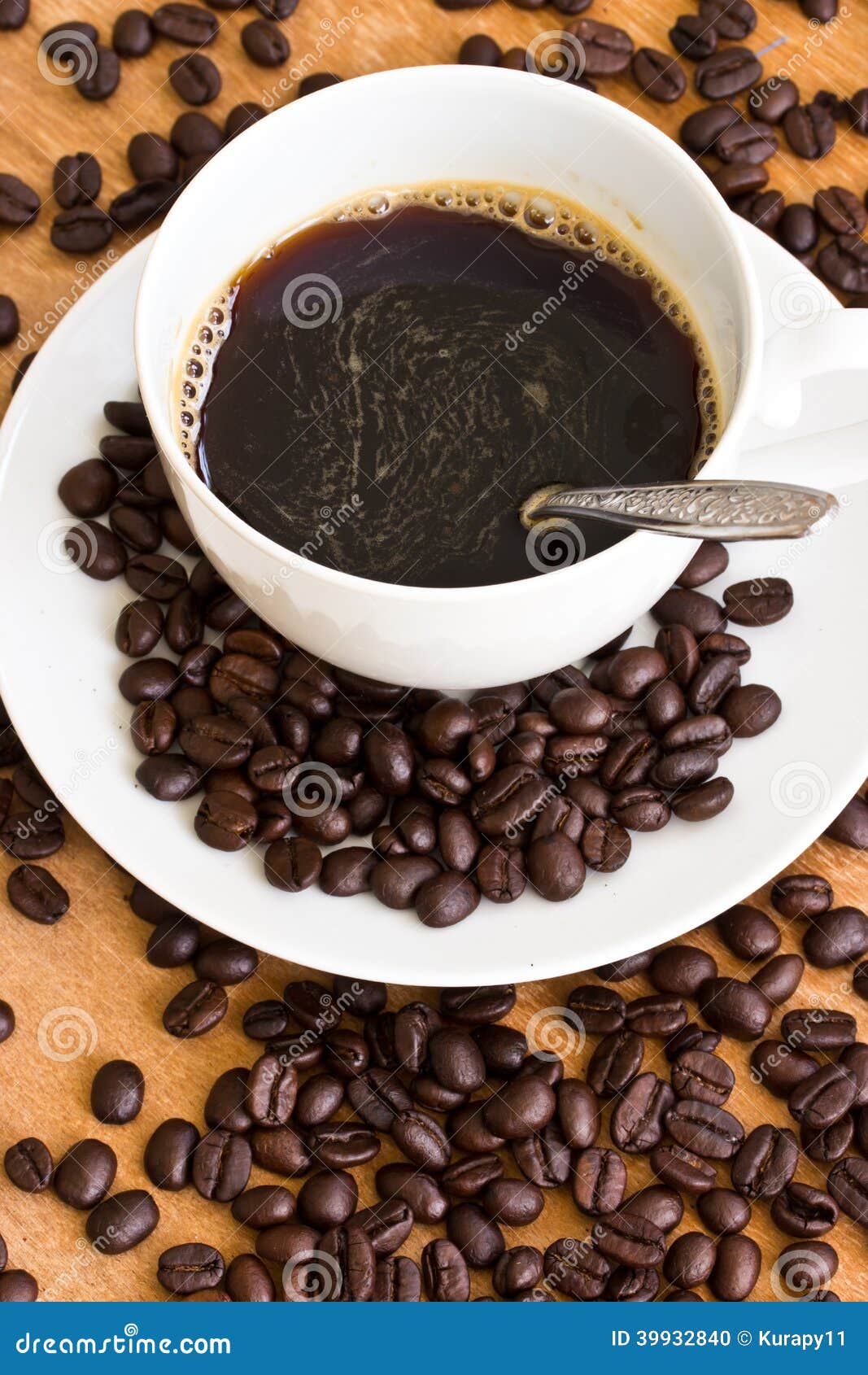 Black Coffee and Coffee Bean on the Wooden Stock Photo - Image of aroma ...