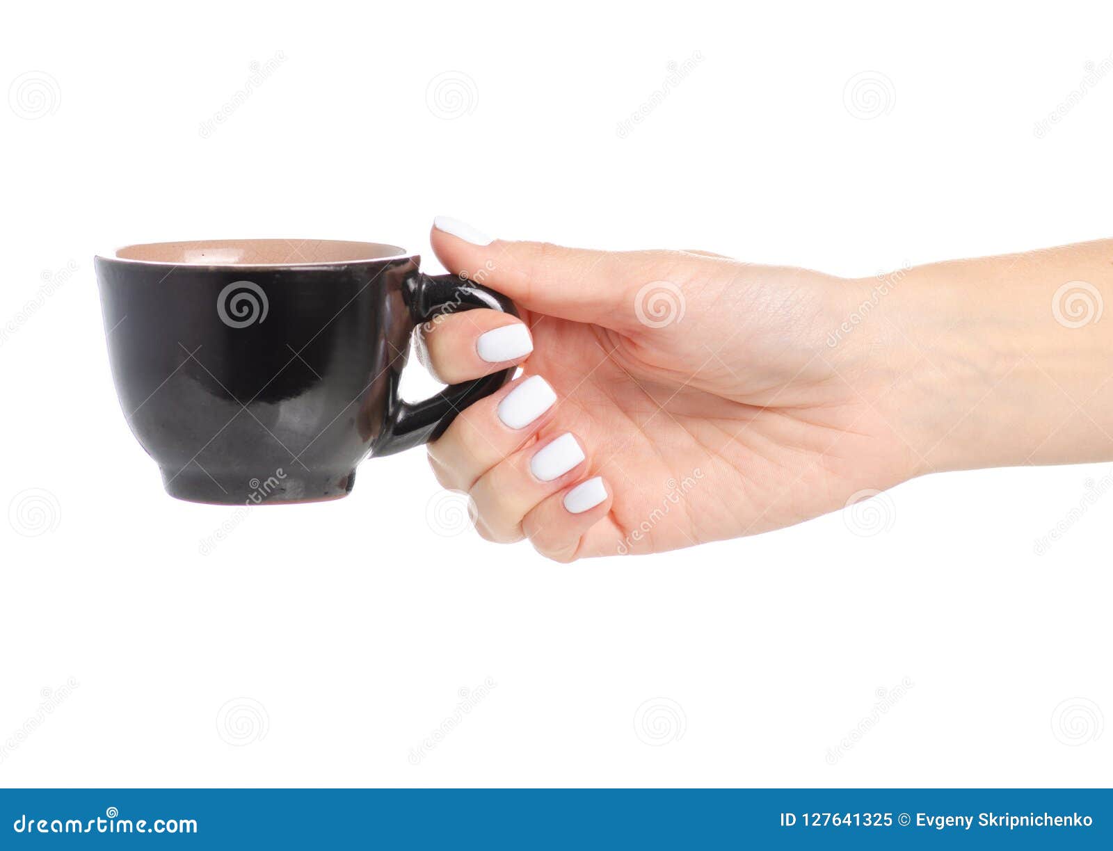 Black coffee cup in hand stock image. Image of clean - 127641325