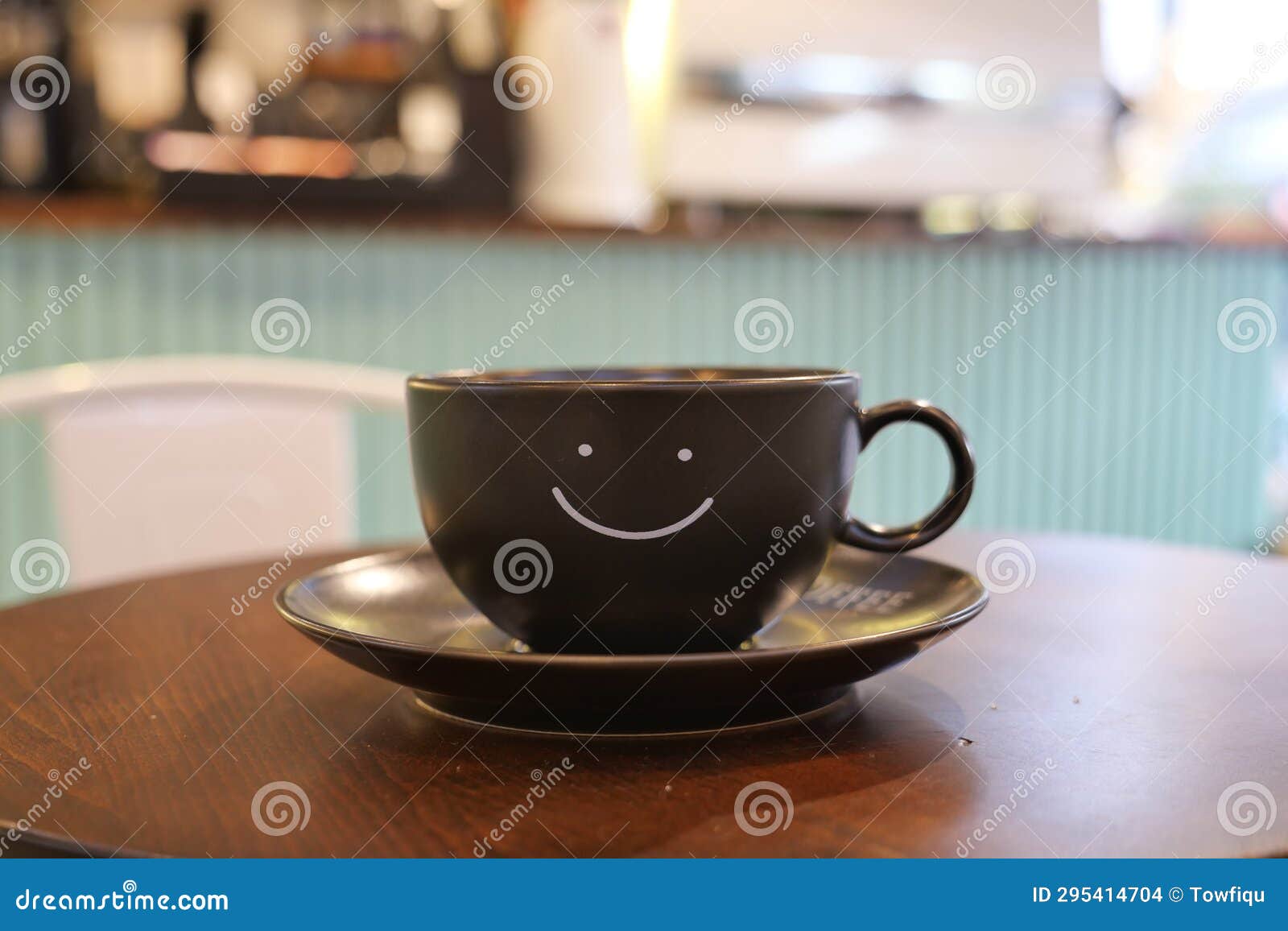 Black Coffee Cup with Smile Shape Design on it Stock Photo - Image of ...