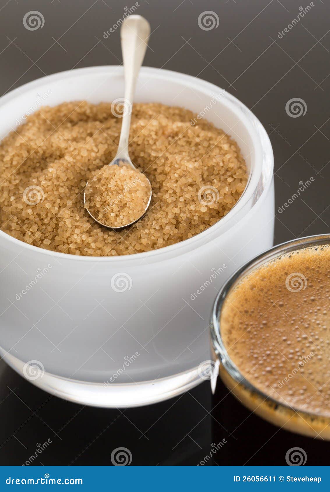 Black Coffee and Froth in Glass Mug with Sugar Stock Image - Image of ...