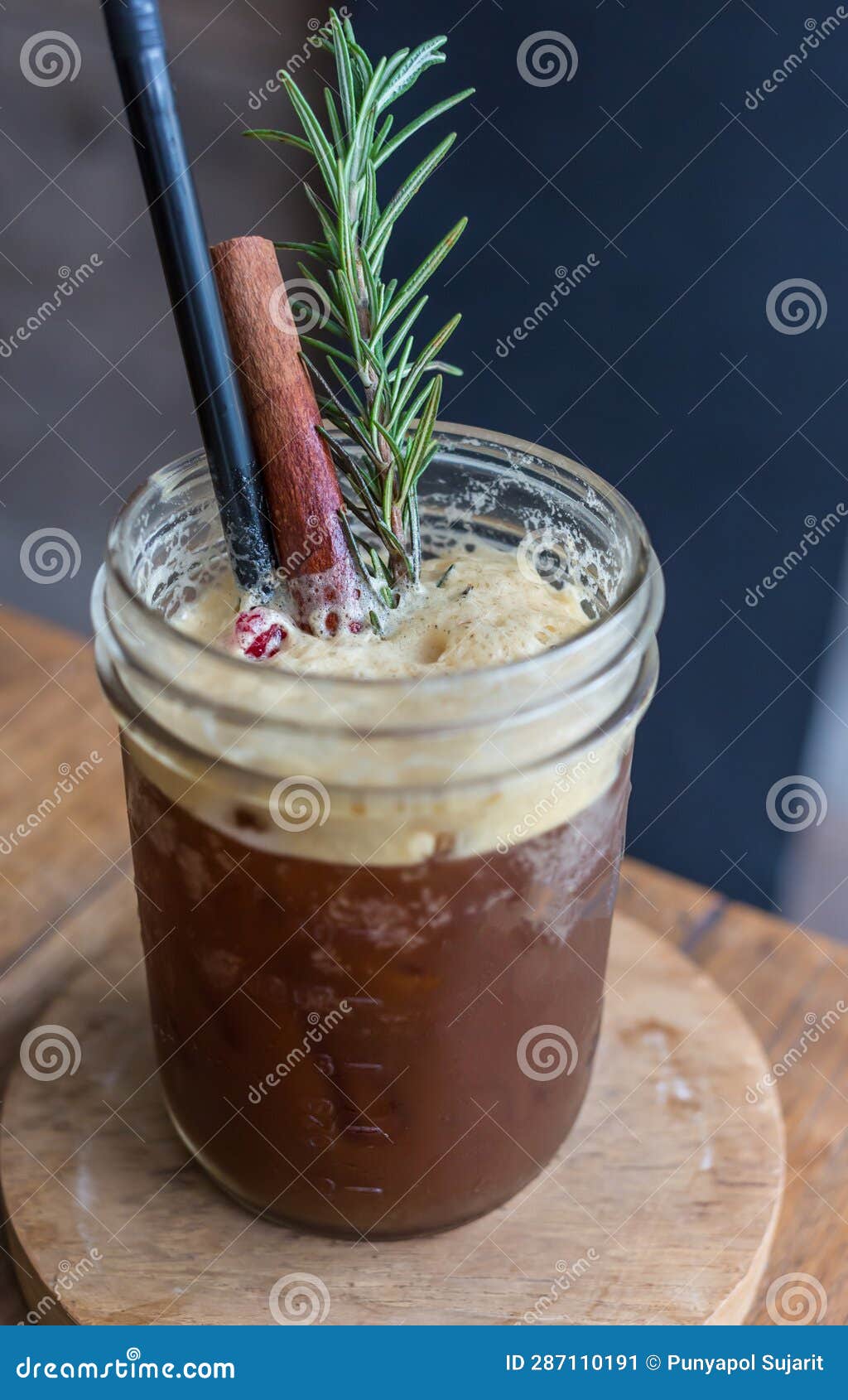 Black Coffee in a Glass with Cinnamon Stock Image - Image of cafeteria ...