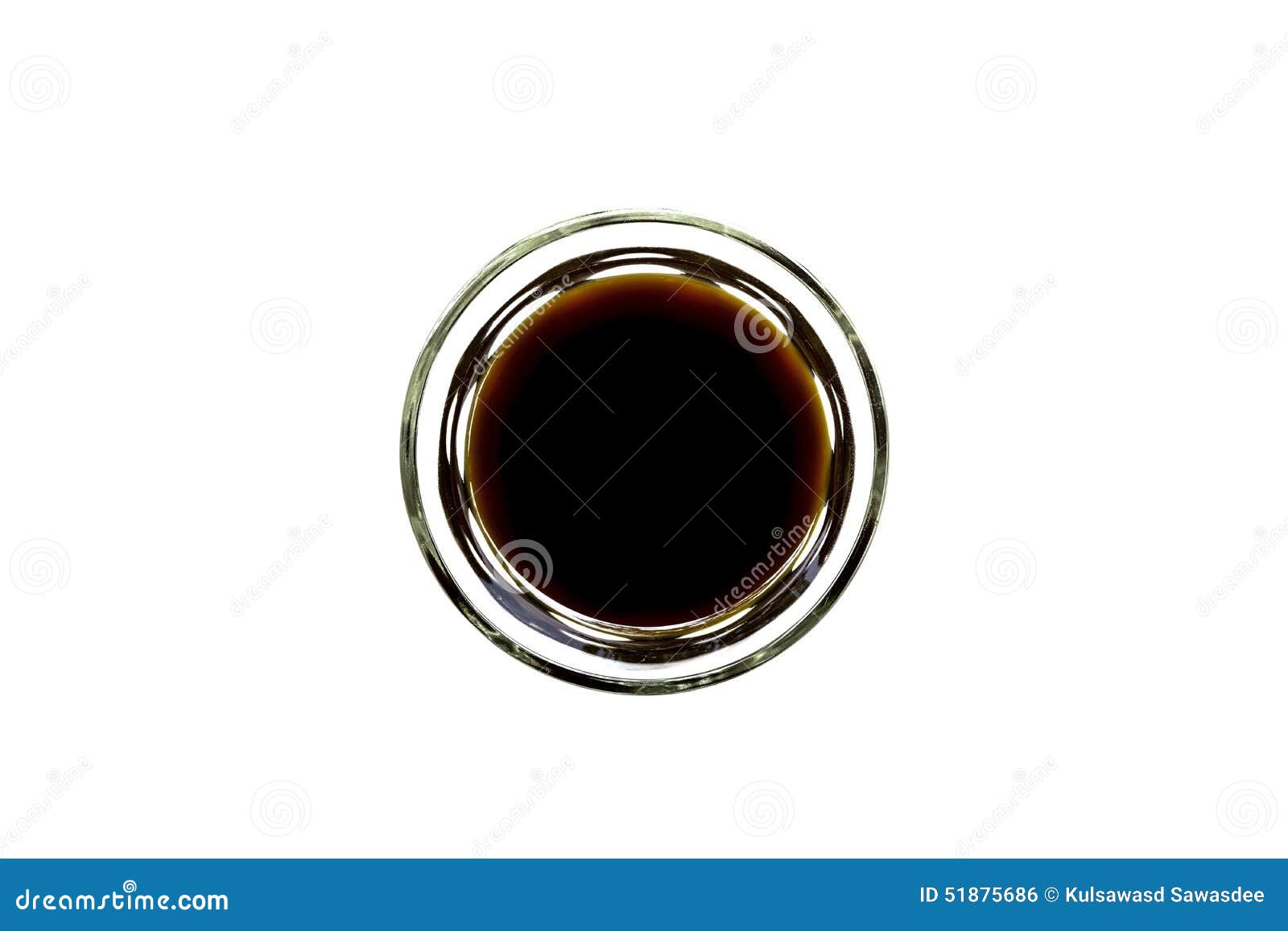 Black Coffee in Glass, Top View on White Background Stock Photo - Image ...