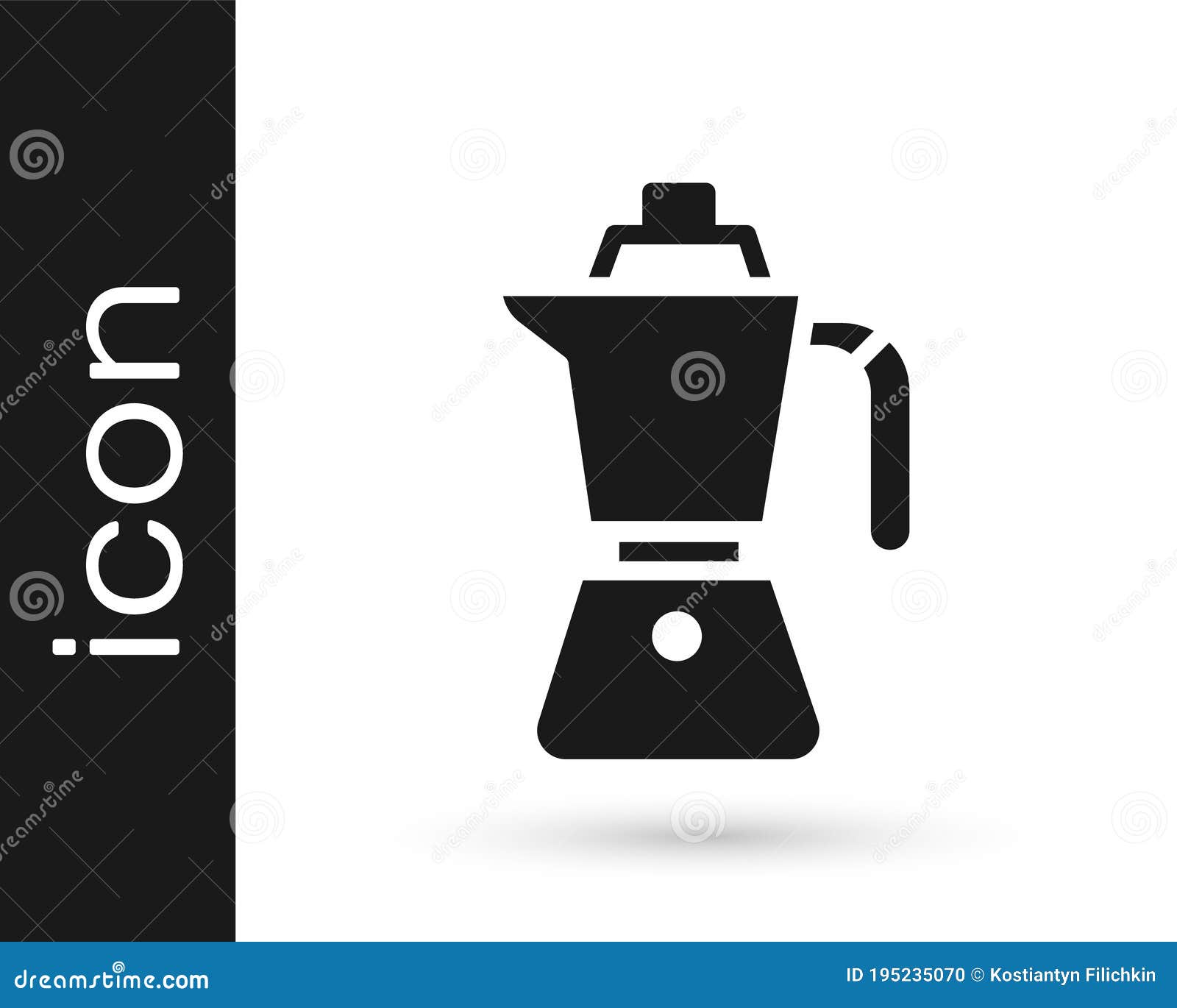 Black Coffee Maker Moca Pot Icon Isolated on White Background. Vector ...