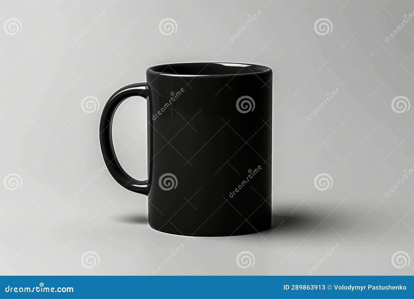 Black Coffee Mug Sitting on White Surface with Shadow. Generative AI ...