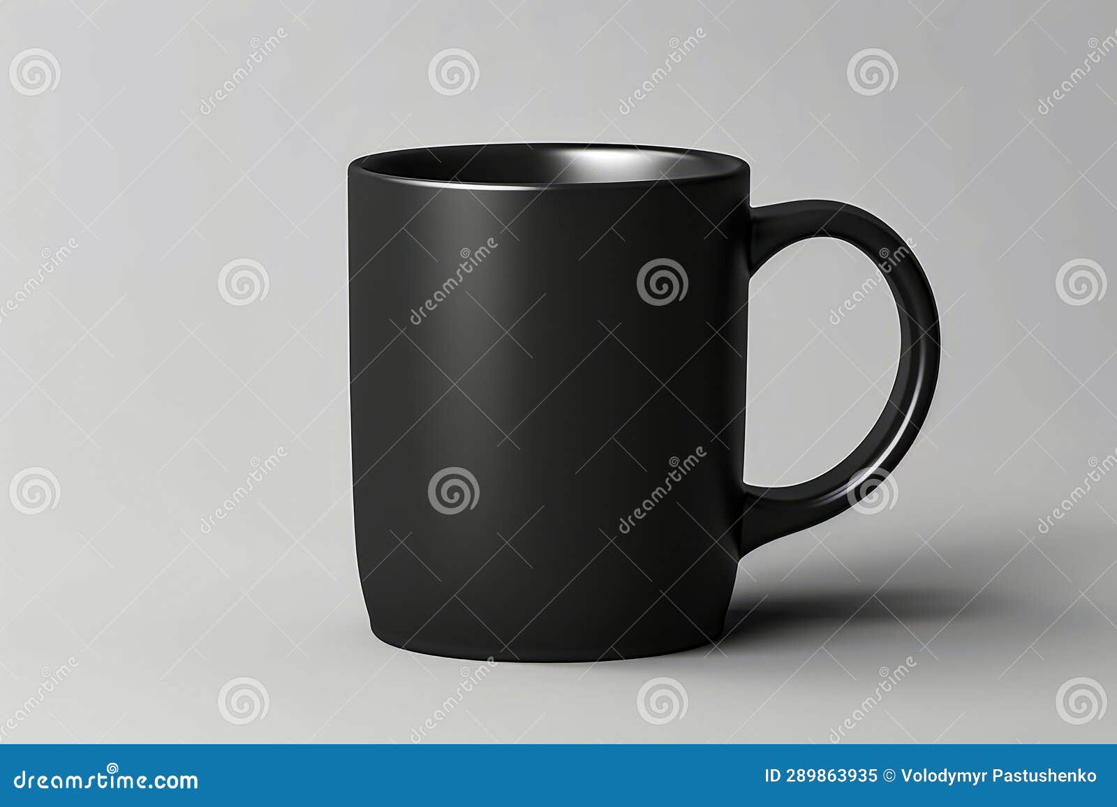 Black Coffee Mug Sitting on White Surface with Shadow. Generative AI ...