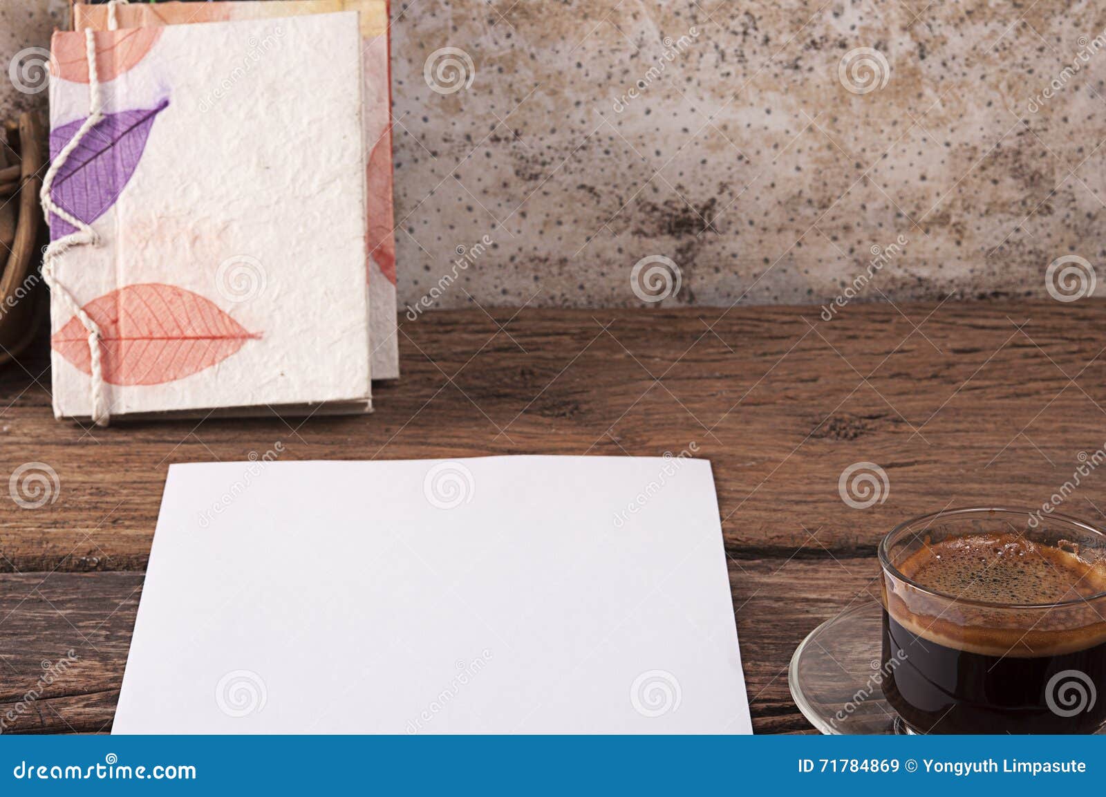Black Coffee with Paper on Wood Stock Image - Image of beverage, detail ...