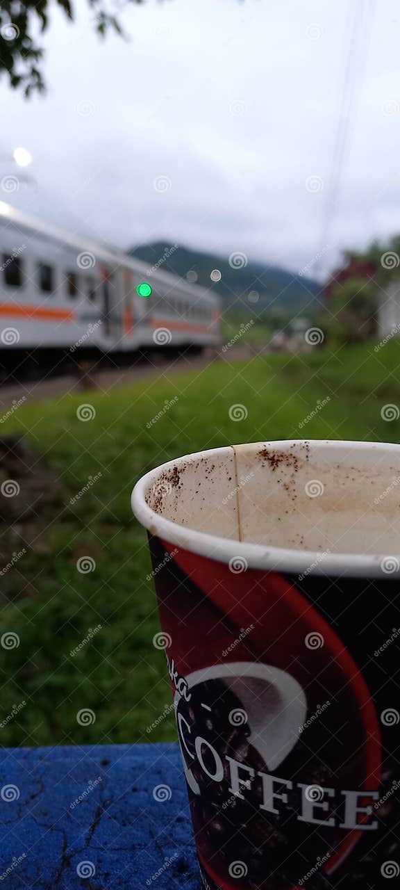 Black Coffee in train stock image. Image of water, lighting - 264804705