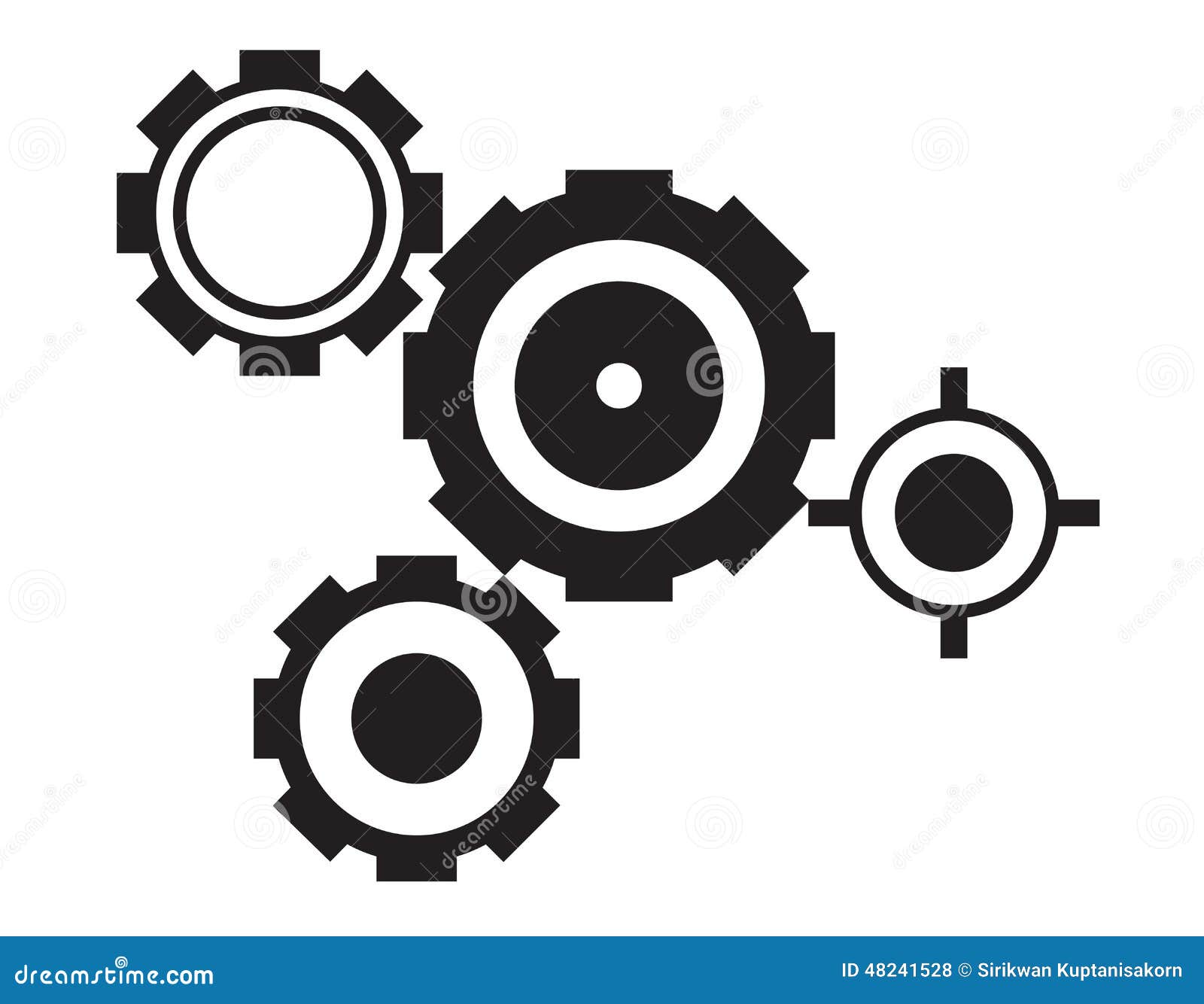 Black Set Cogs On The White Background. Teamwork, Web. Engineeri ...