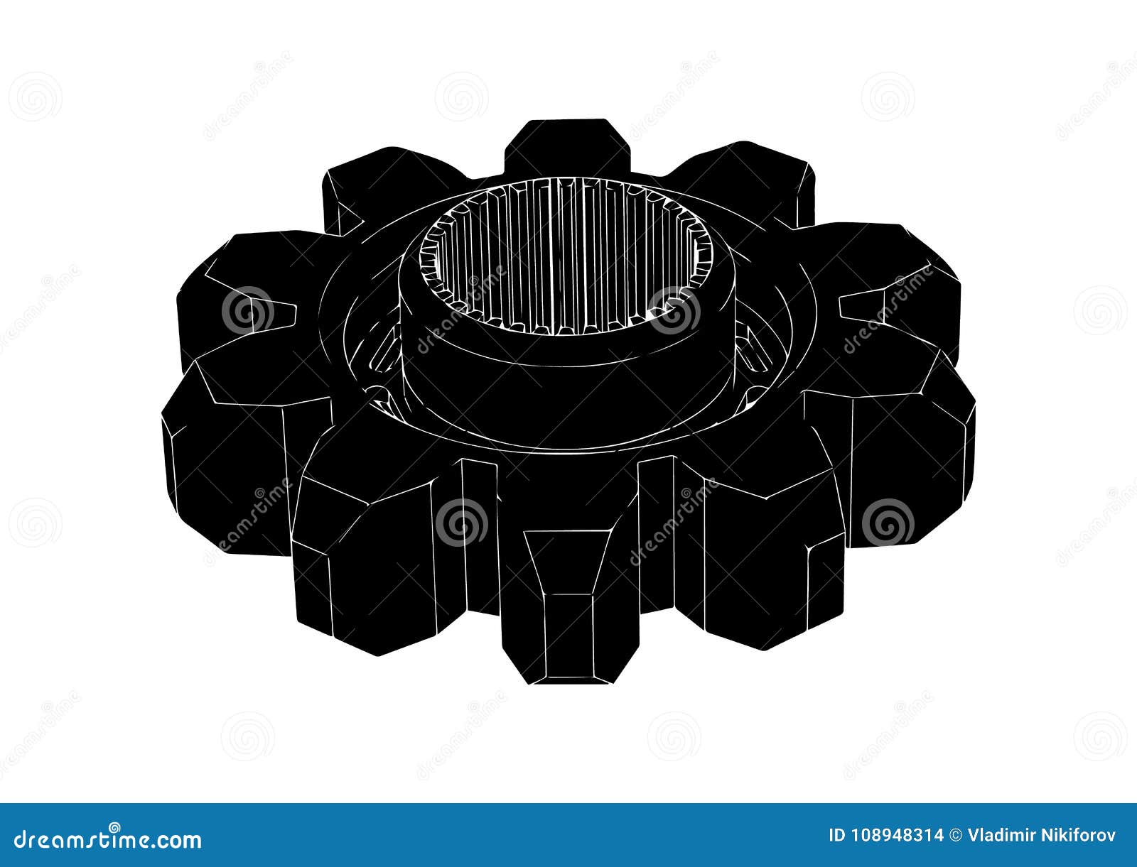 Black cogwheel on a white stock vector. Illustration of engineering ...