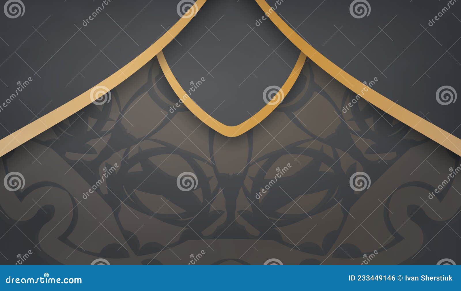 Black Color Banner Template with Abstract Gold Pattern and Place for ...