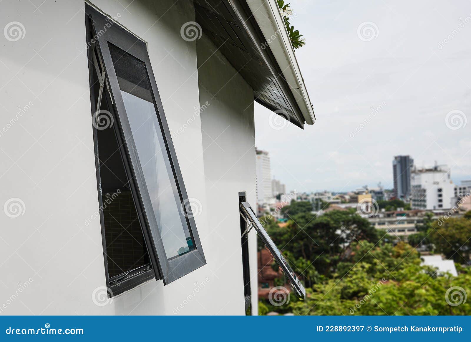 Black Frame Aluminium Windows of Building Stock Image - Image of ...