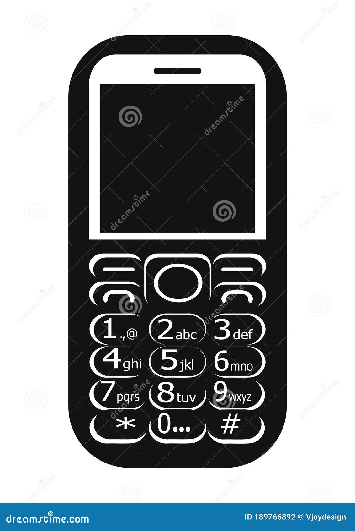 Black Color, 2g Feature Phone Vector Graphic Design Having in Numerical ...