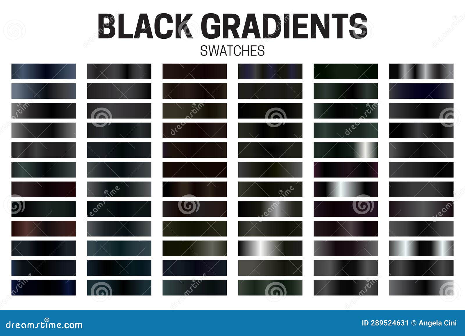 Black Color Gradient Collection of Swatches Stock Vector - Illustration ...