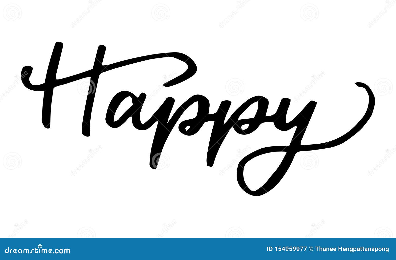 Black Hand Writing in Word Happy on White Background Vector Stock ...