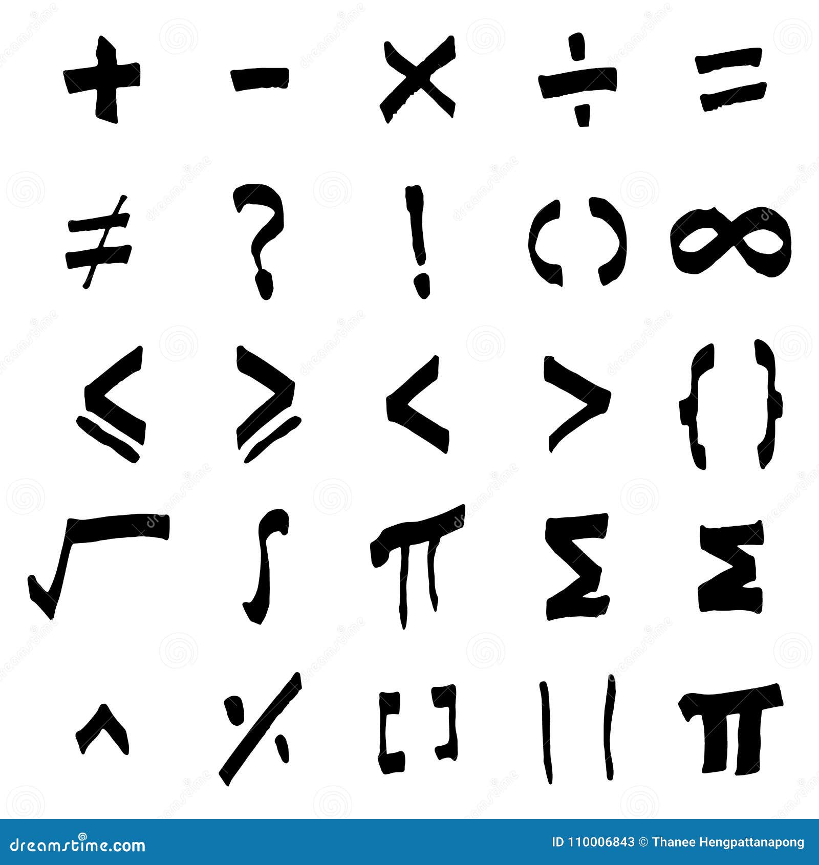 Black Color of Handdrawing of Basic Mathmatics Symbol Stock Vector ...