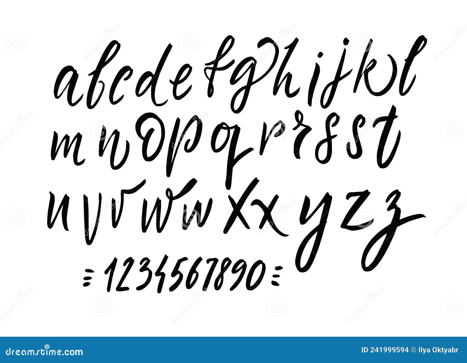 Black Color Lettering Script Vector Font. Hand Drawn Modern Calligraphy ...