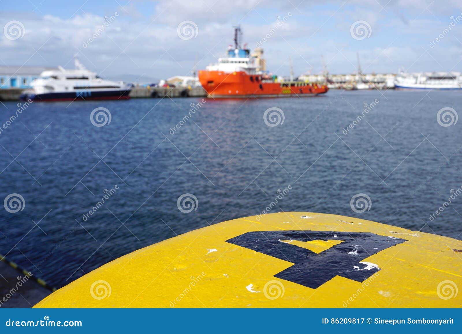 Black Color Number Four Painted on Yellow Pole Stock Image - Image of ...