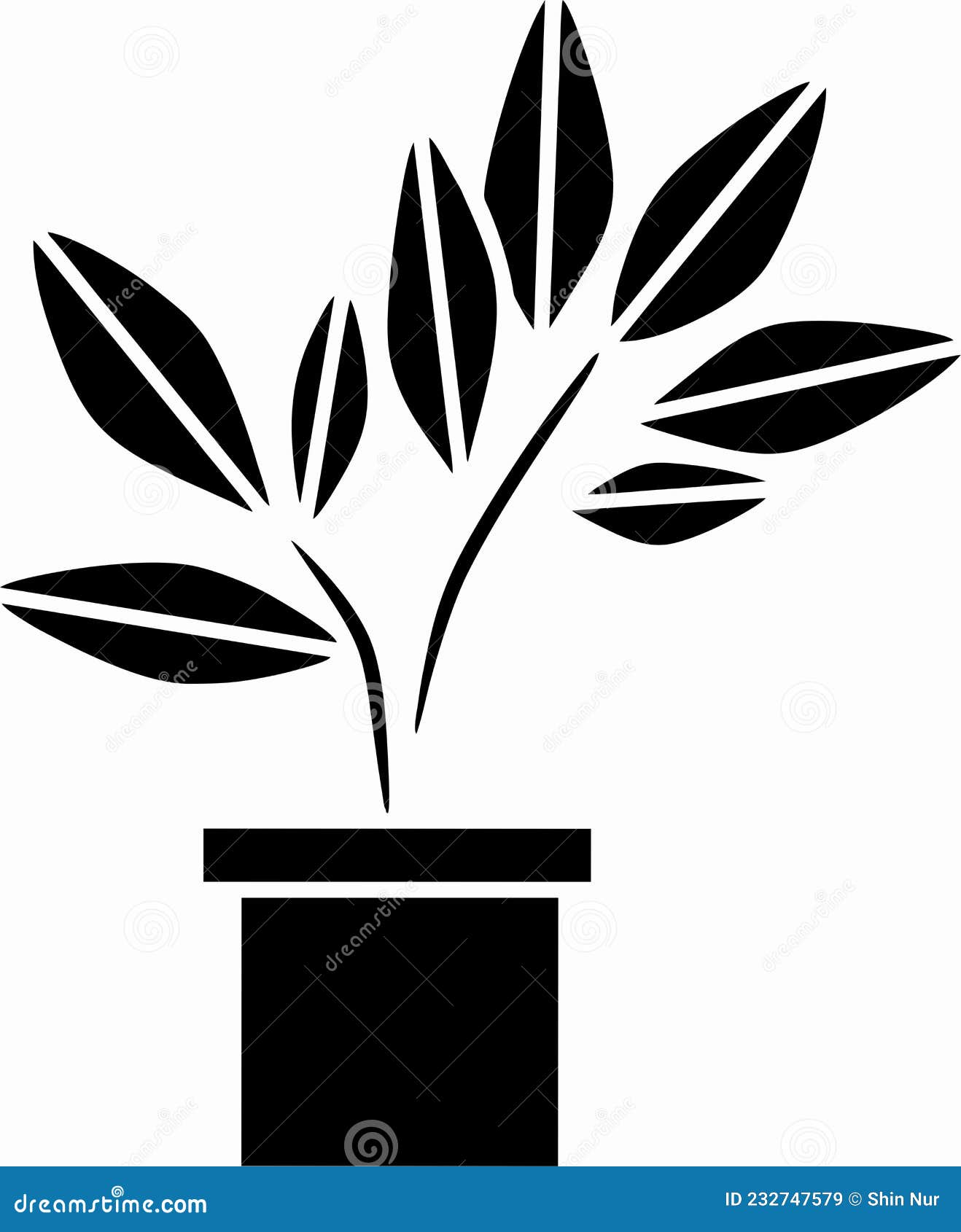 Black Color Plant In The Pot Icon Stock Vector Illustration Of Design