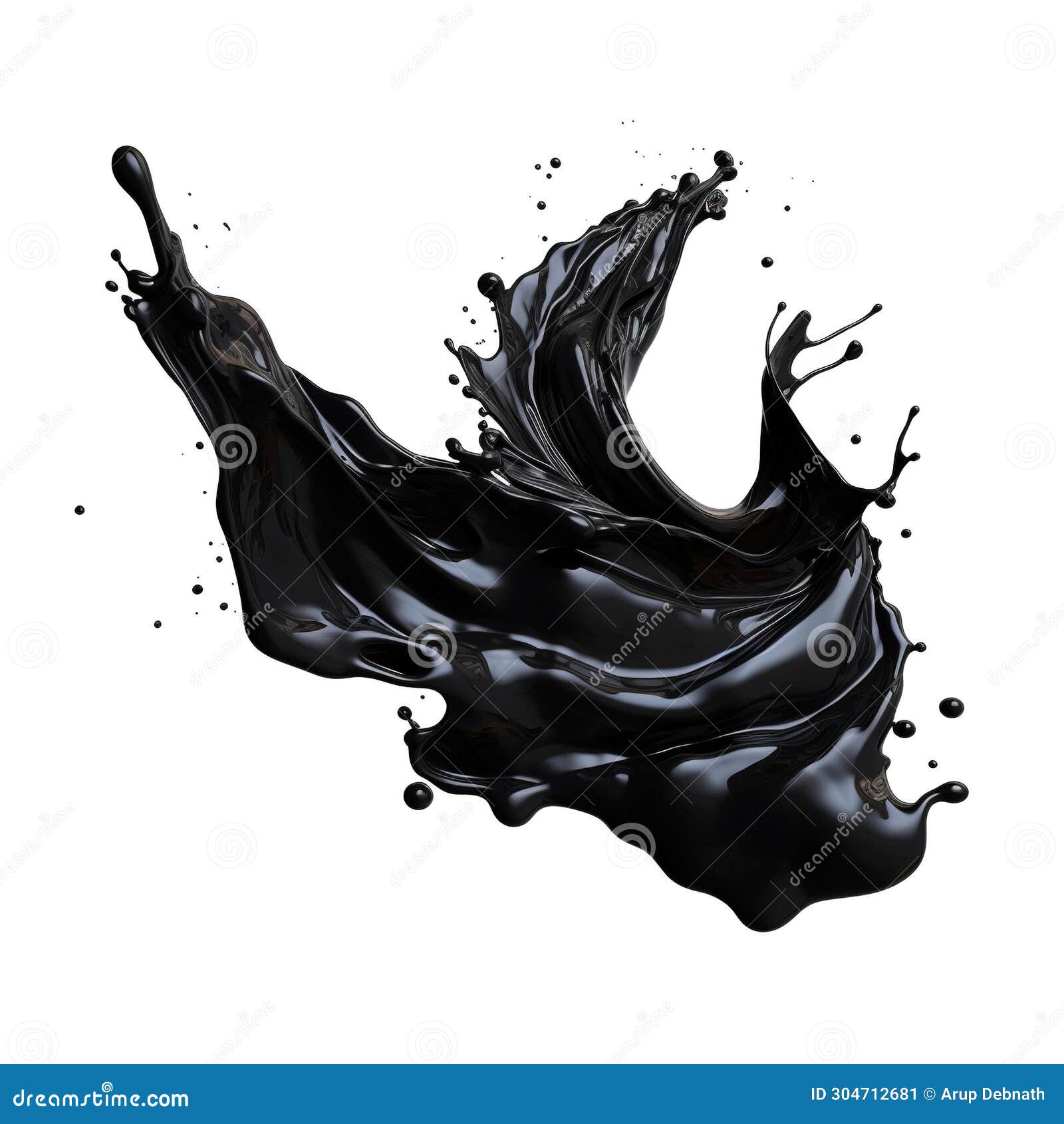 Black Color Plastic Paint Splash Isolated on a White Background Stock ...