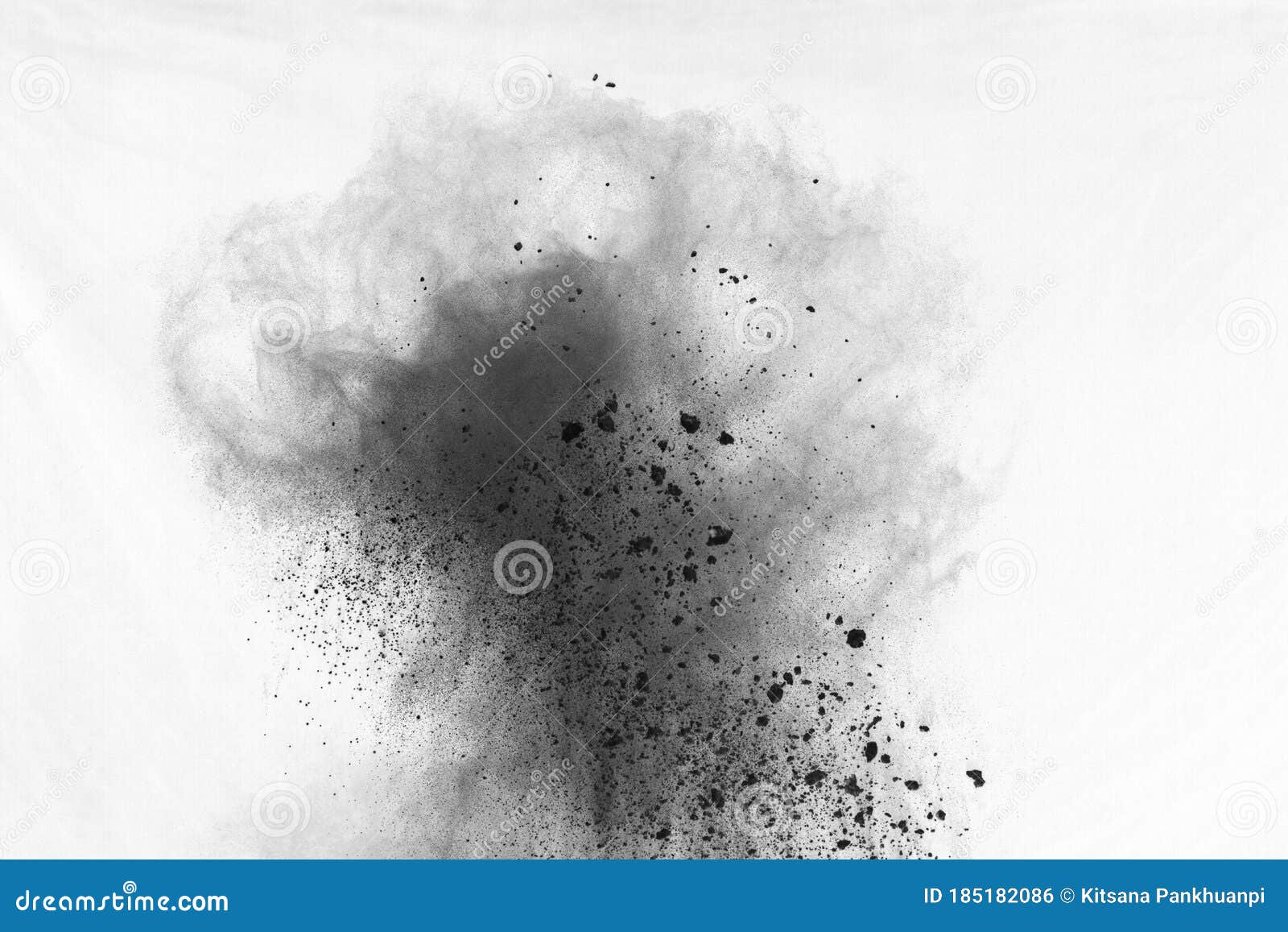 Black Color Powder Explosion on White Background. Stock Photo - Image ...