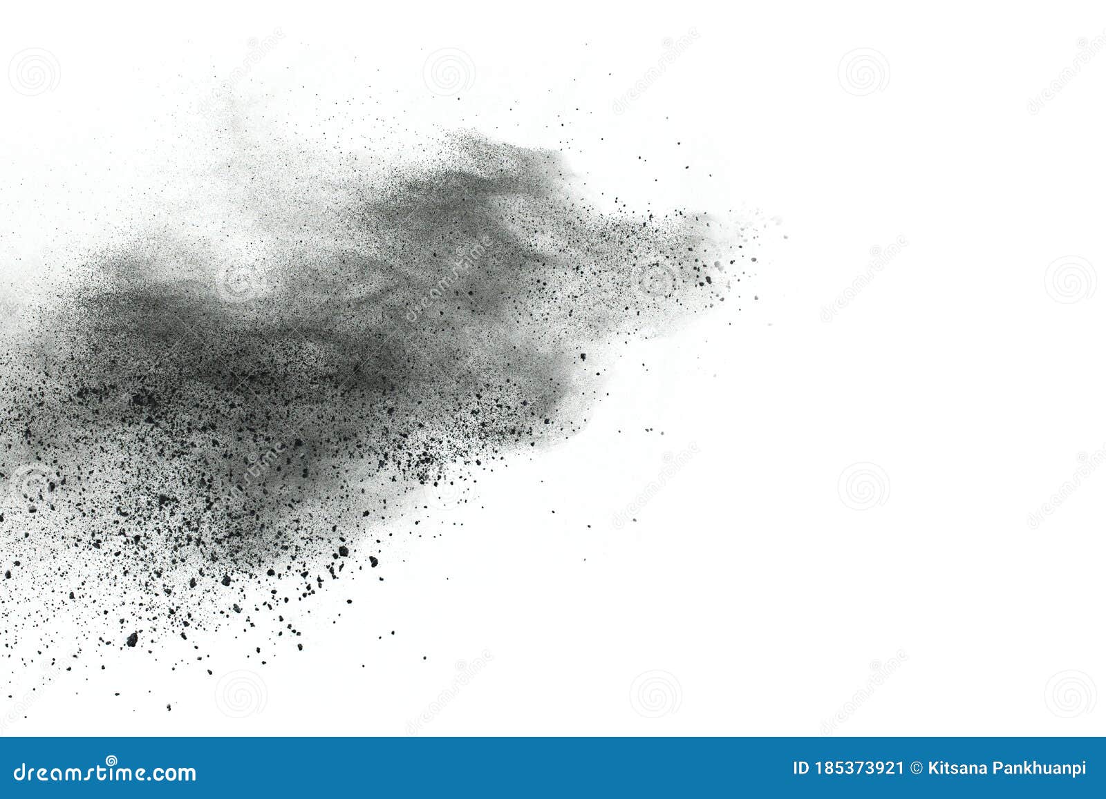 Black Color Powder Explosion on White Background. Stock Image - Image ...