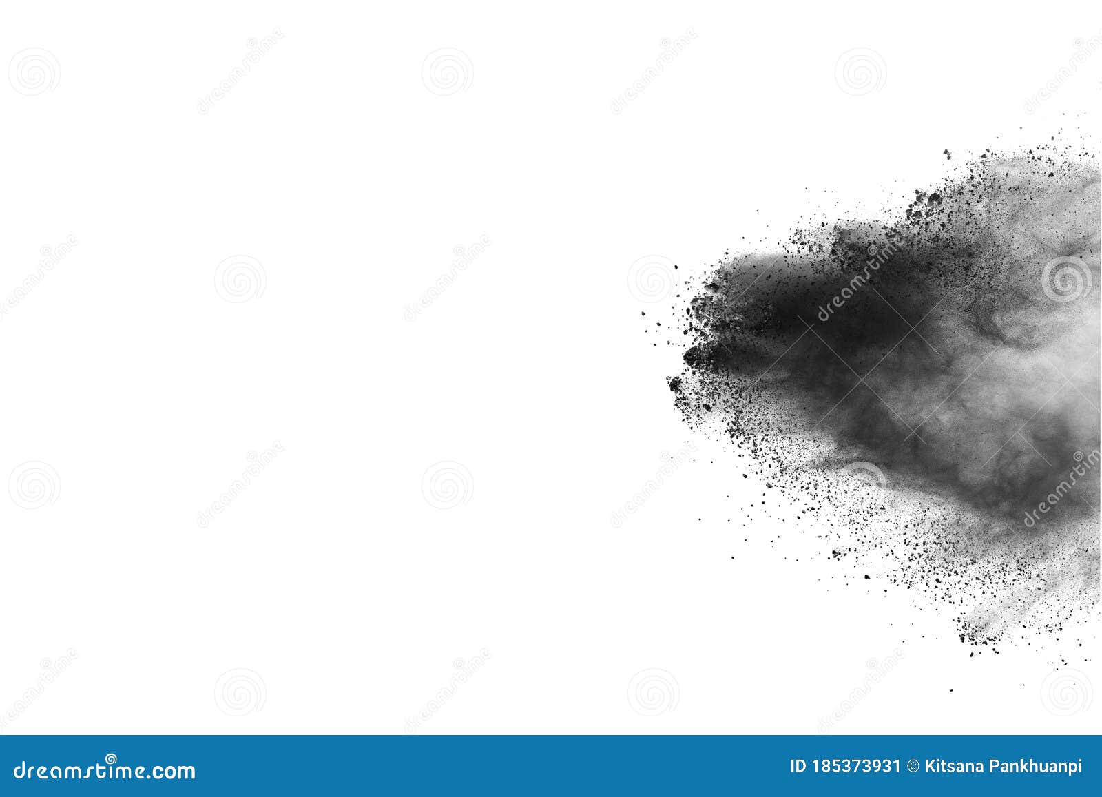 Black Color Powder Explosion on White Background. Stock Image - Image ...