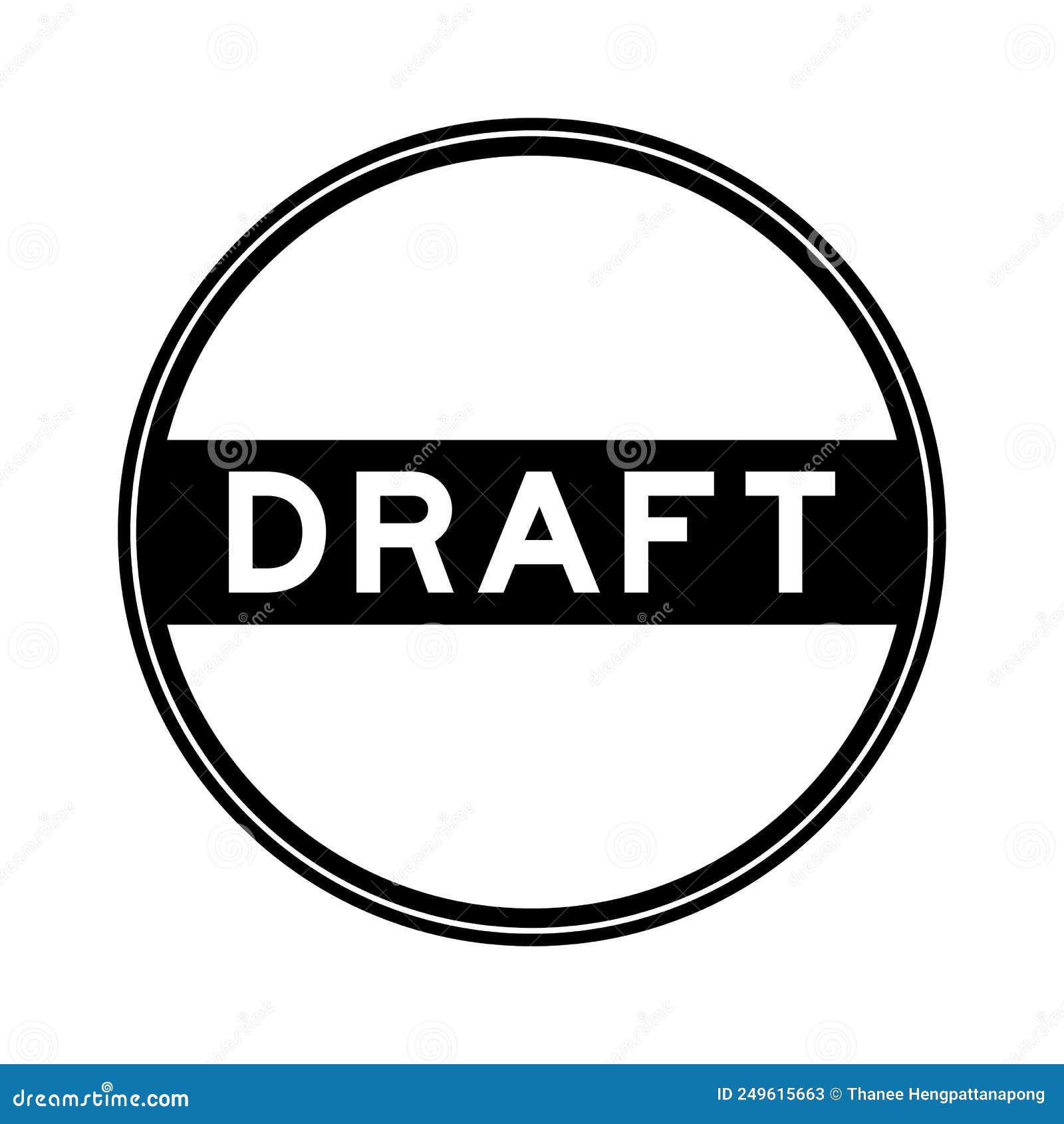 Black Round Seal Sticker in Word Draft on White Background Stock Vector ...