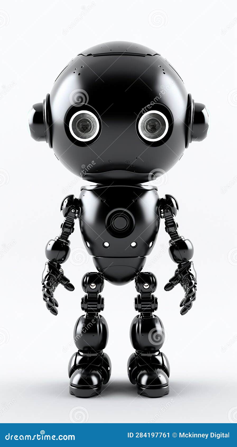 Black Robot, Isolated on Solid White Background. Stock Illustration ...