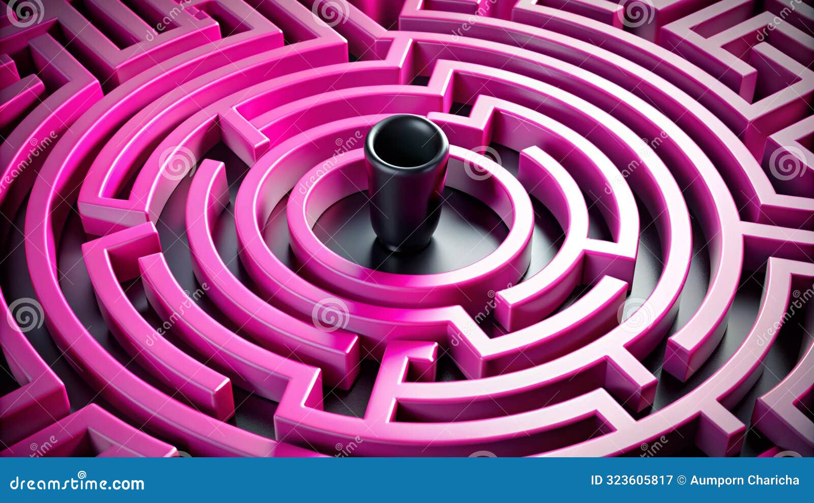 Black Colored Exclamation Point Inside a Pink Maze Solution Concept ...