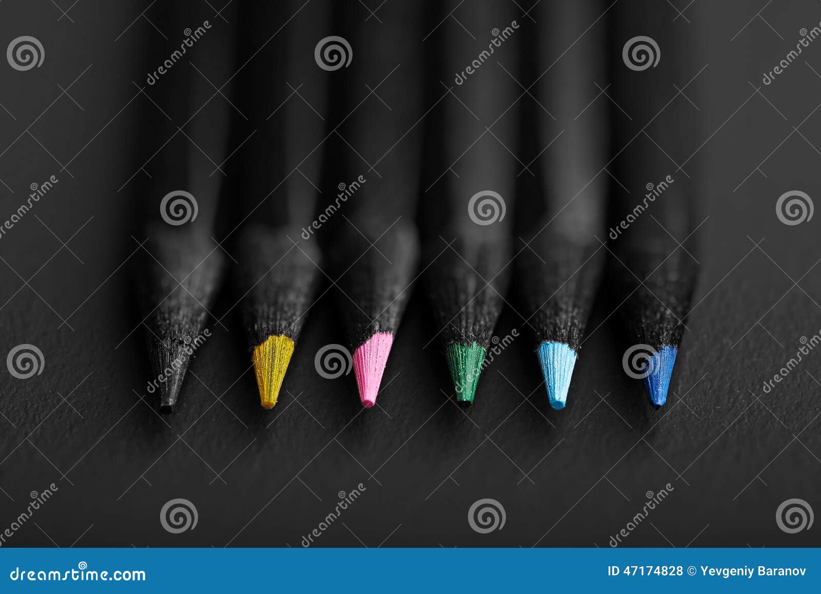 Black, Colored Pencils, on Black Background, Shallow Depth of Field ...