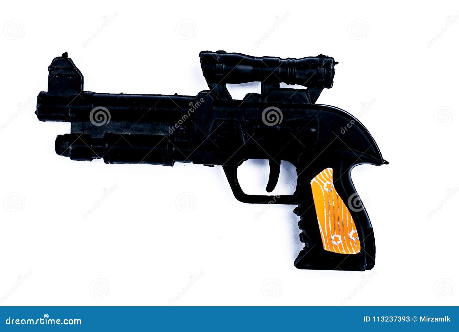 A Black Toy Gun Isolated on White. Stock Image - Image of protection ...