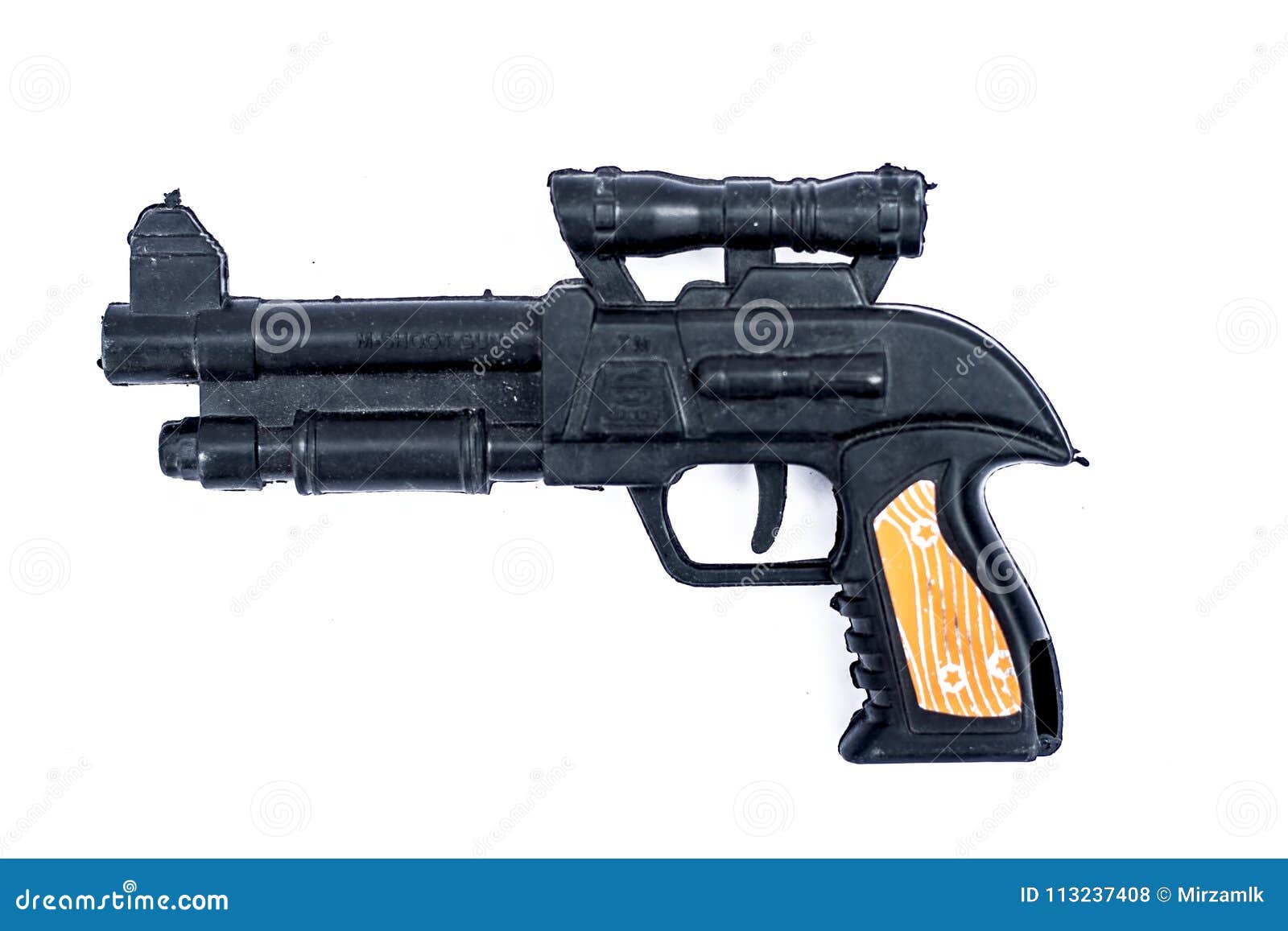 A Black Toy Gun Isolated on White. Stock Photo - Image of protection ...