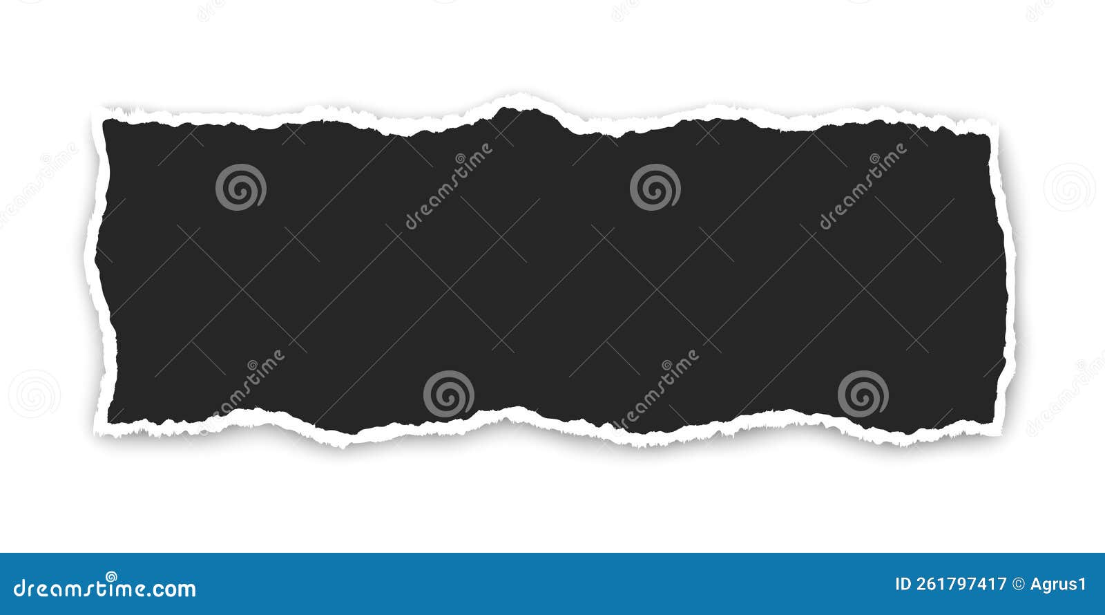 Black Colored Vector Torn Paper Banner with Ripped Edges with Space for ...