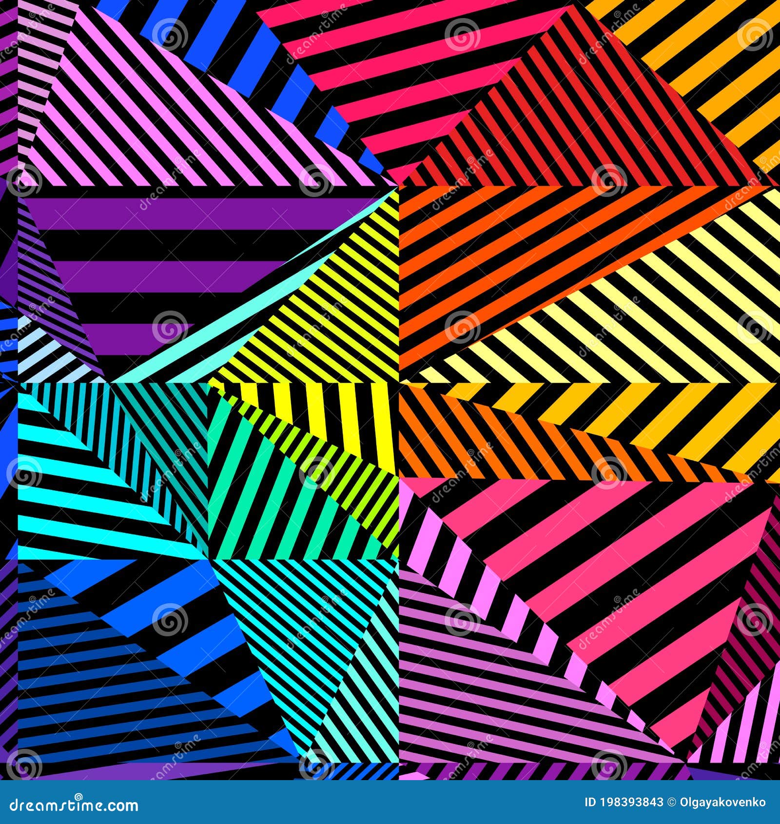 Black and Colorful Pattern, Abstract Geometric Contrast Background ...