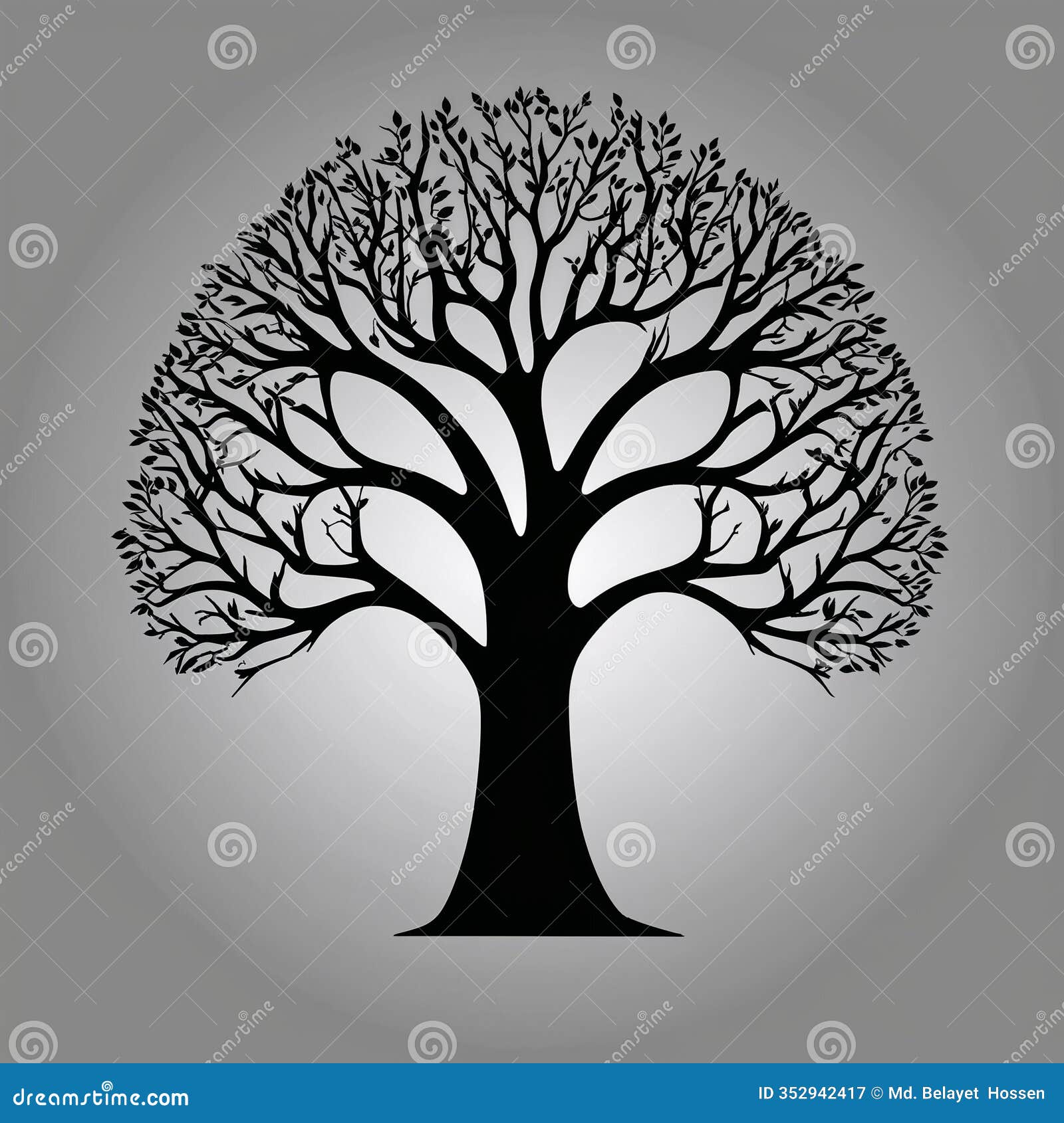 Black Colour Silhouette Vector Of A Tree, Outline Vector, White ...