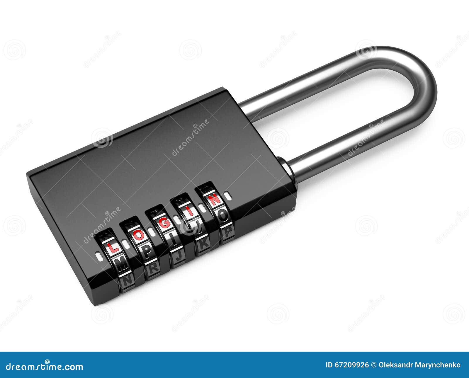 Black Combination Letter Padlock with Login on White with a Drop Stock ...