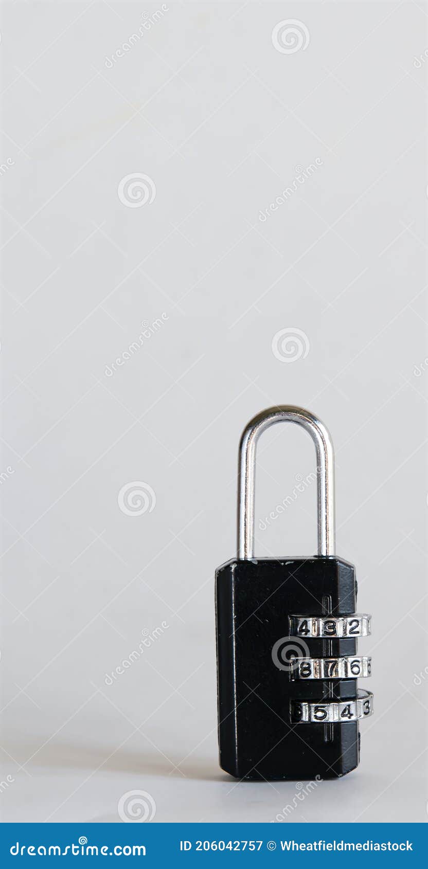 Black Combination Lock with Digital Scroll Wheel Isolated on White ...