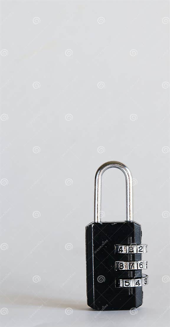 Black Combination Lock with Digital Scroll Wheel Isolated on White ...