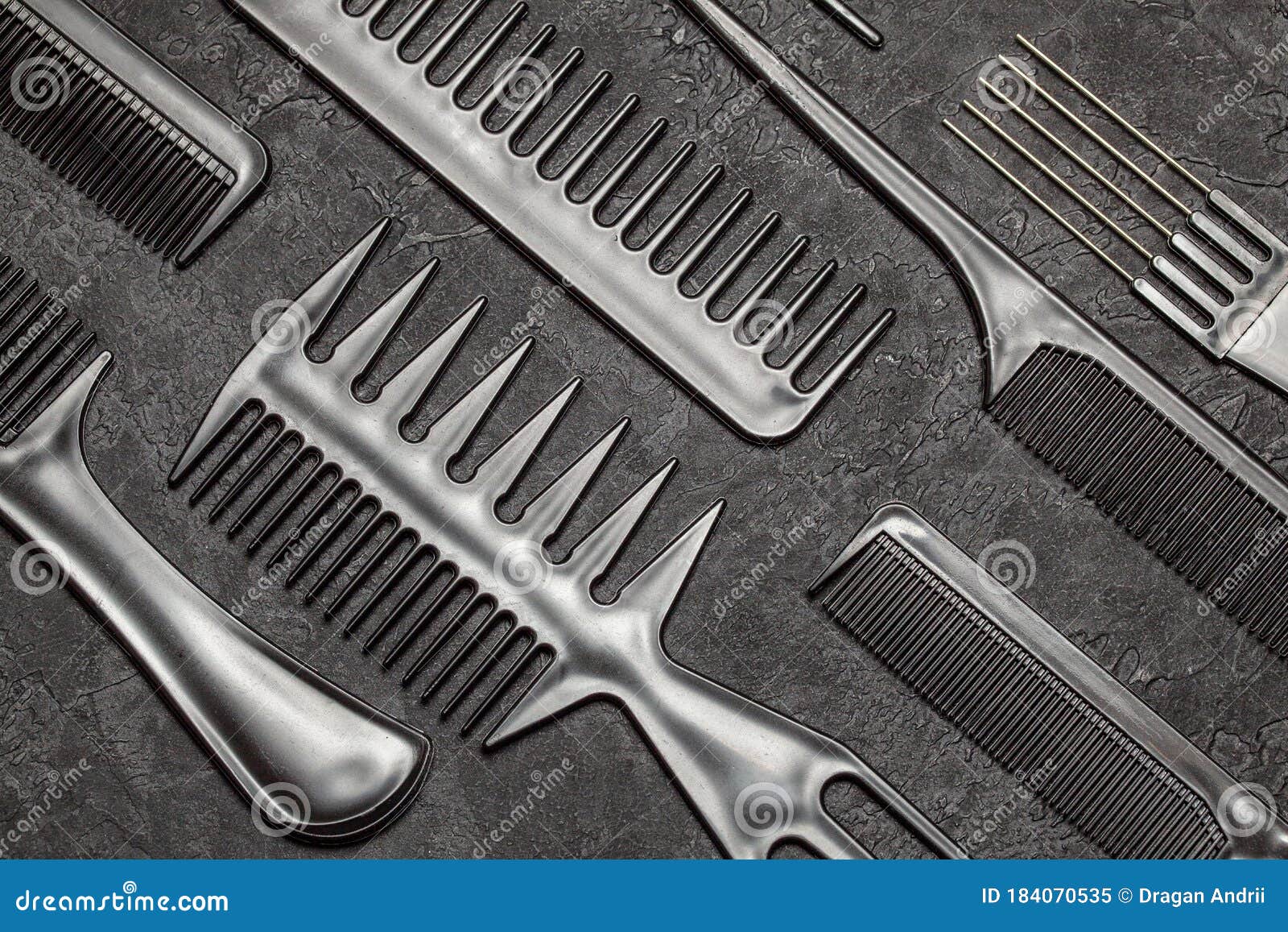 Black Combs and Combs on a Black Background. Stock Image - Image of ...