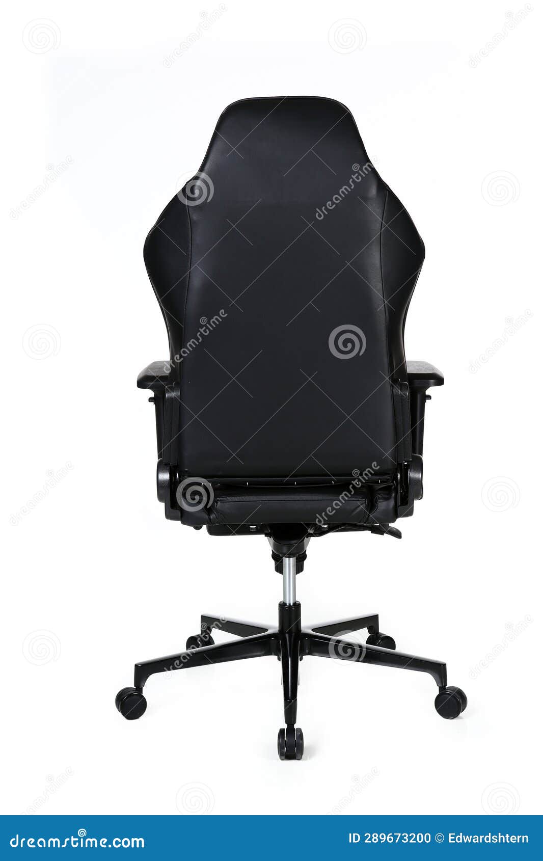 Black Comfortable Gaming Chair Isolated on White Background. Back View ...