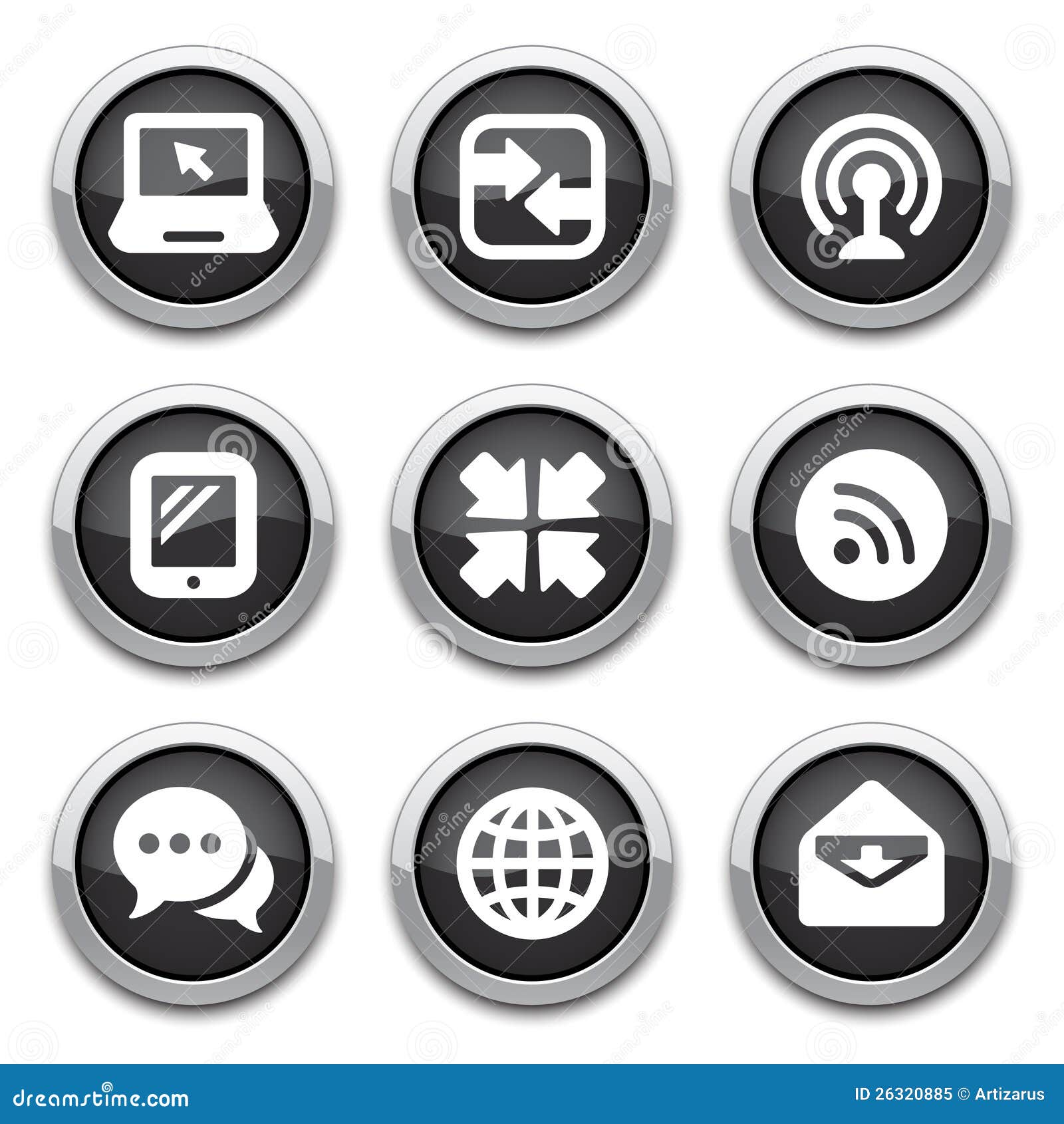 Black Communication Buttons Stock Vector - Illustration of ...