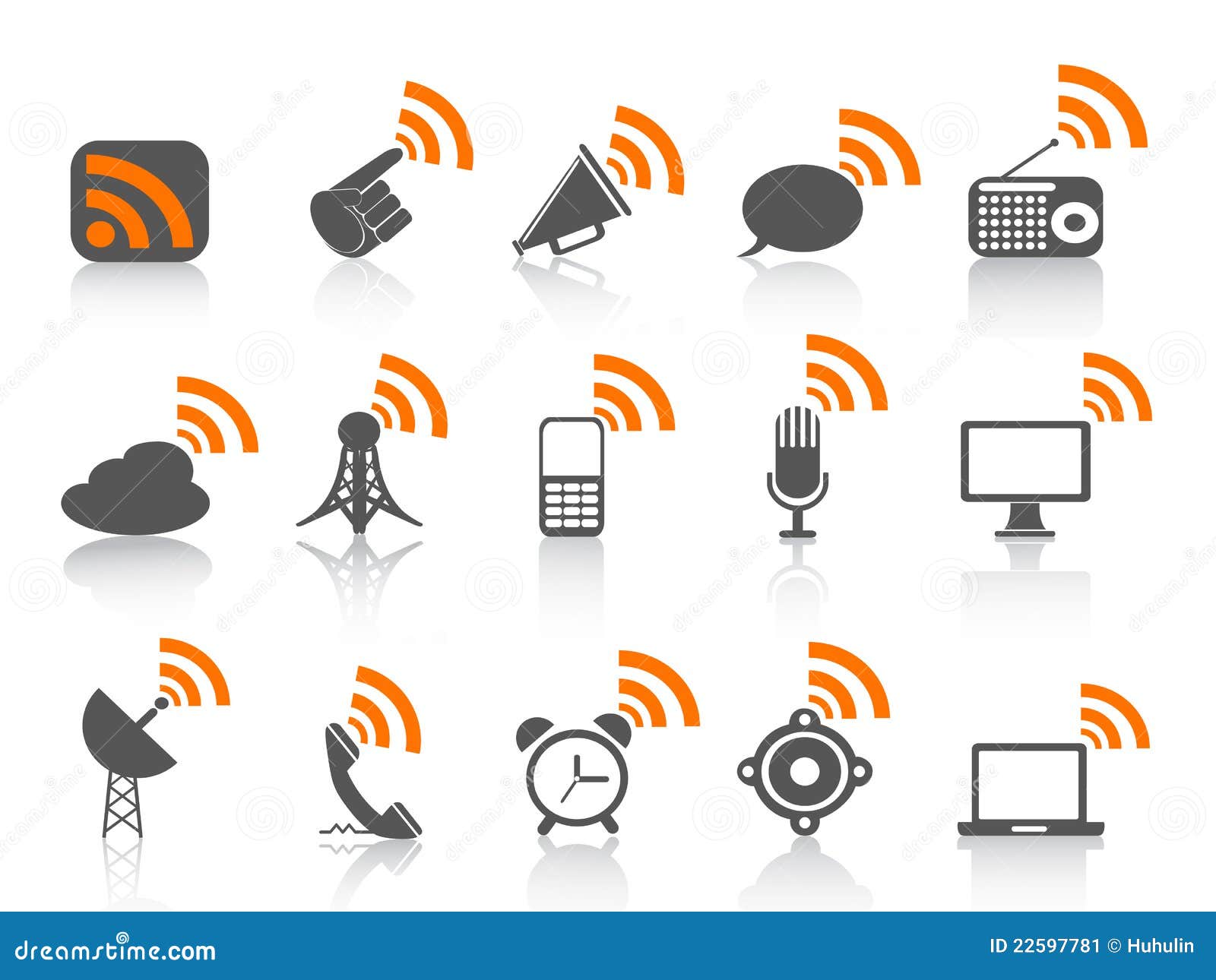 Black Communication Icon with Orange Rss Symbol Stock Vector ...