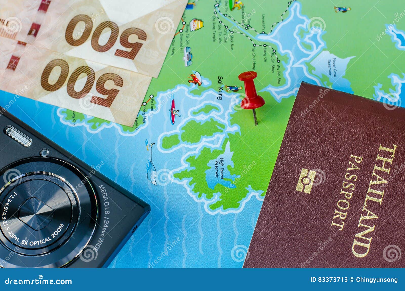Black Compact Camera Map Money Passport Stock Photos - Free & Royalty ...