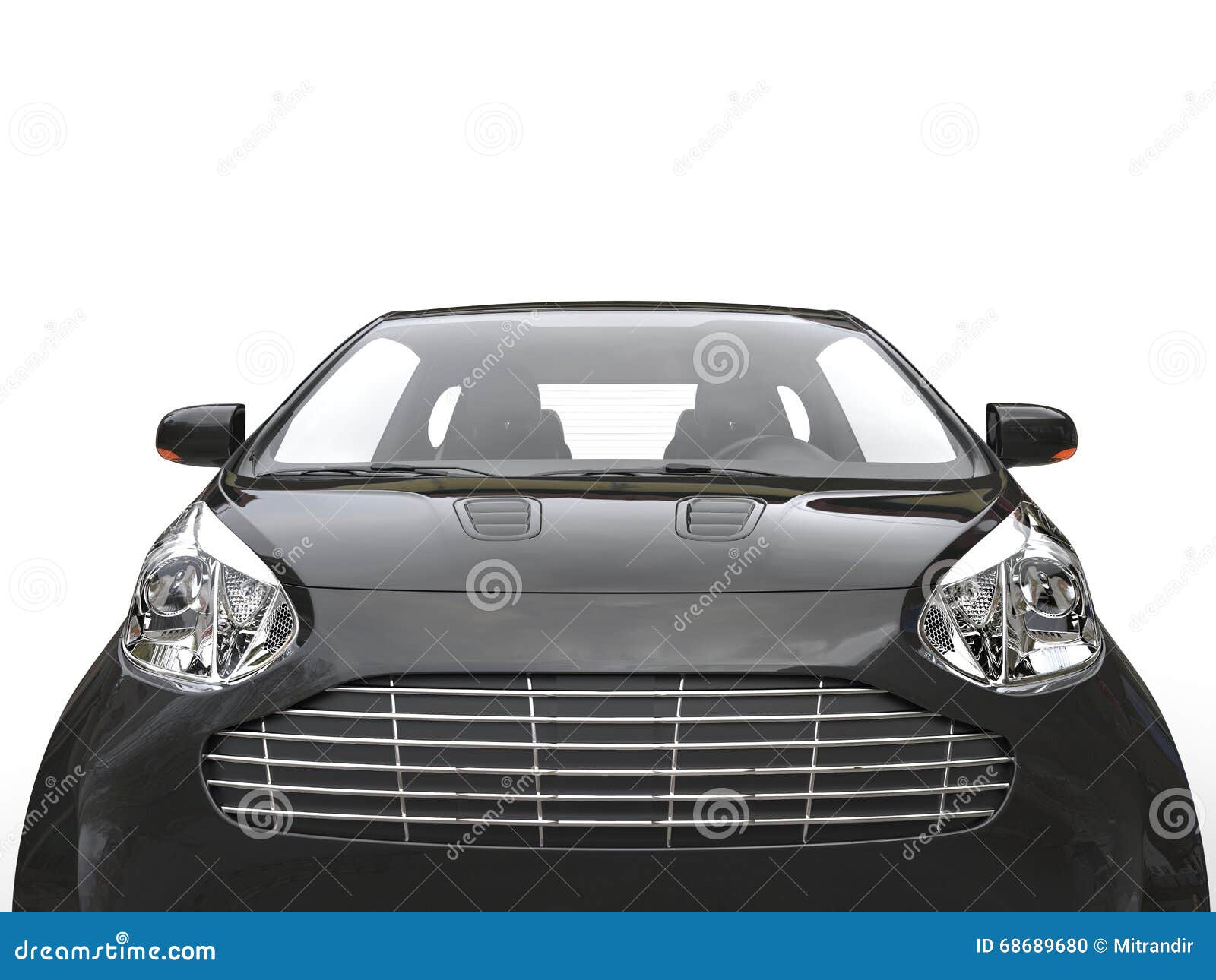 Black Compact Car - Front Extreme Closeup Stock Photo - Image of city ...