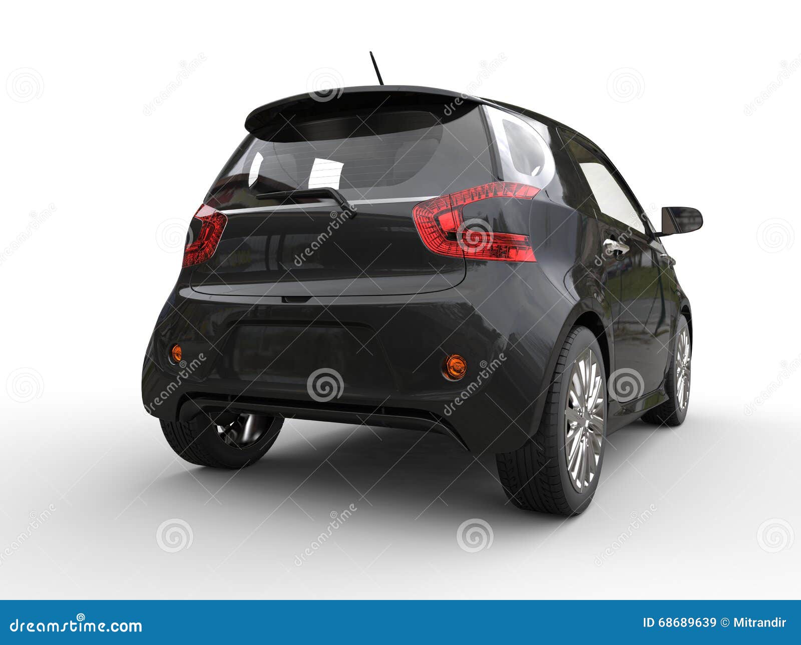 Black Compact Car - Taillight View Stock Illustration - Illustration of ...