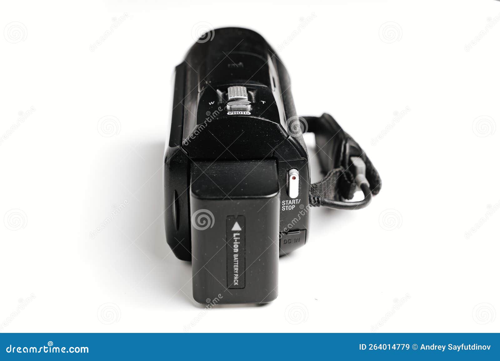 Black Compact Video Camera Sony with Removable Battery on a White ...