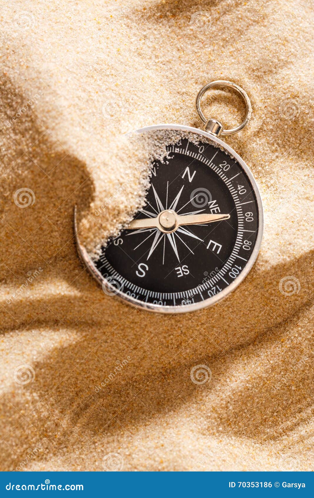 Black Compass in Beach Sand Stock Photo - Image of device, modern: 70353186