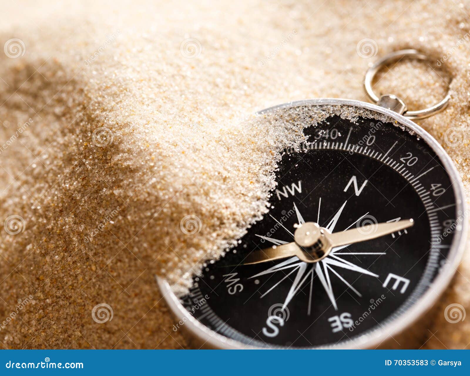 Black Compass in Beach Sand Stock Image - Image of arrow, ravel: 70353583
