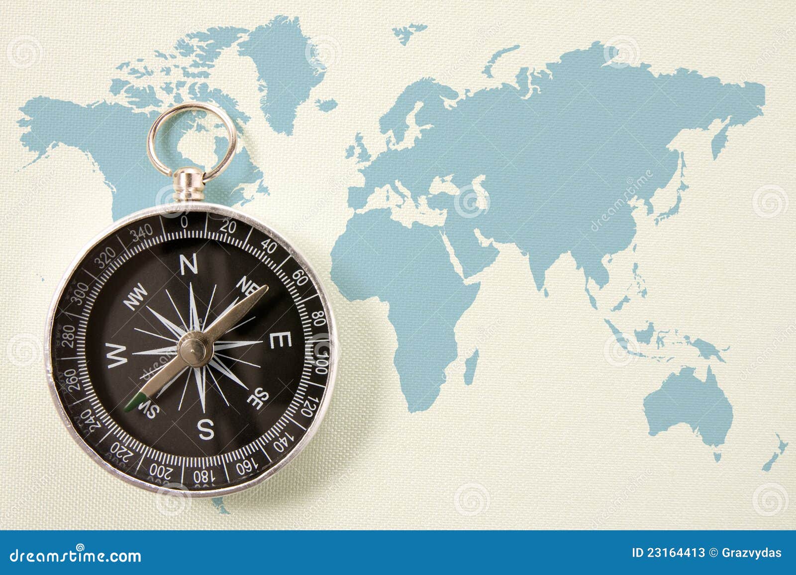 Black Compass on Blue World Map Stock Image - Image of compass, guide ...
