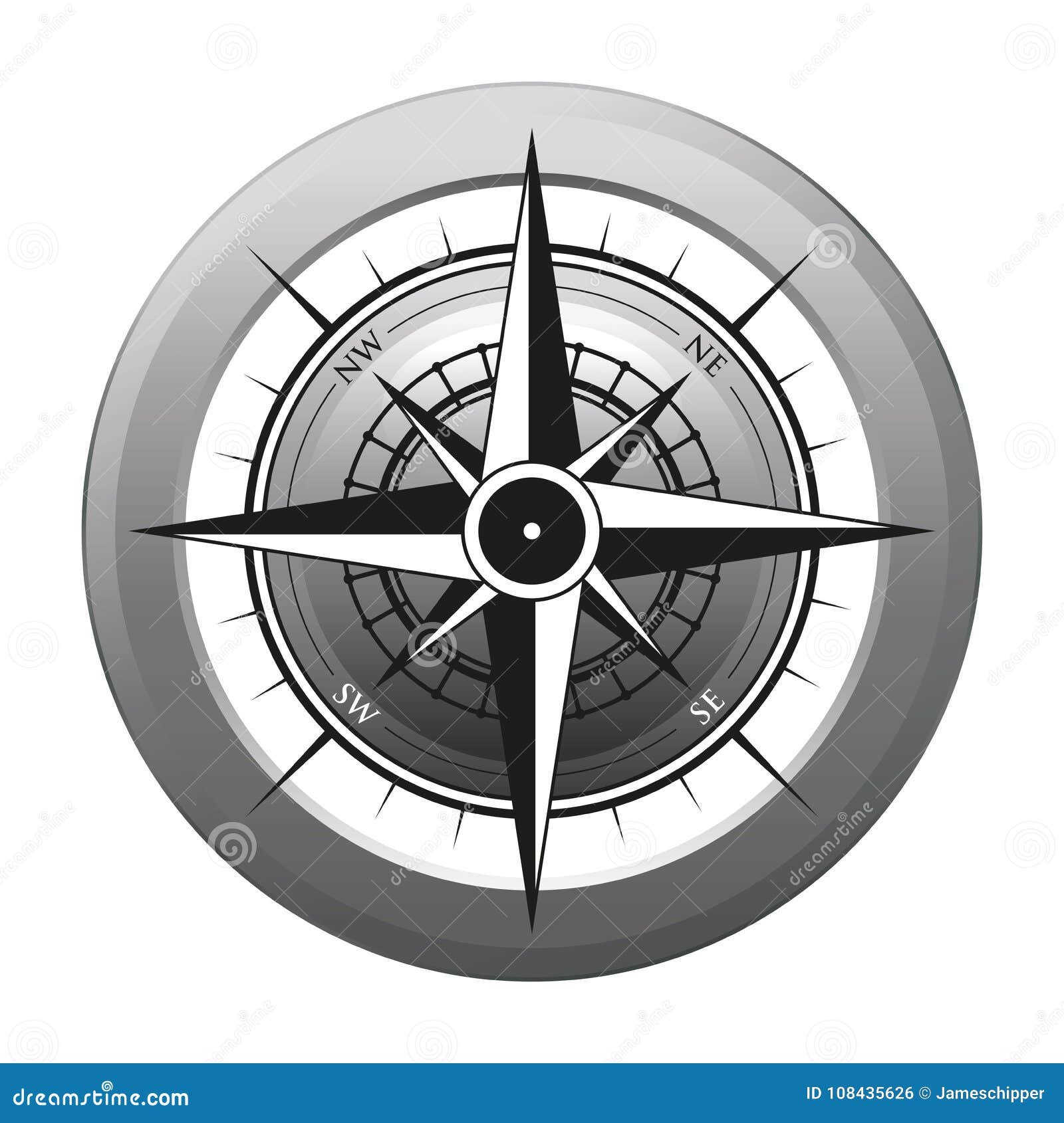 A black compass stock vector. Illustration of symbol - 108435626